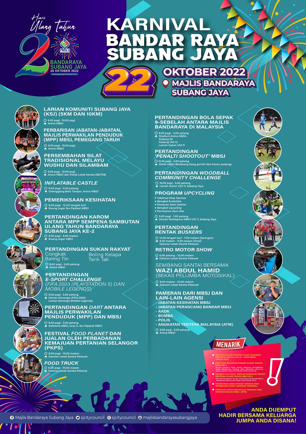 Kalendar Acara: Karnival Ulang Tahun Ke-2 Bandar Raya Subang Jaya | Majlis Bandaraya Subang Jaya